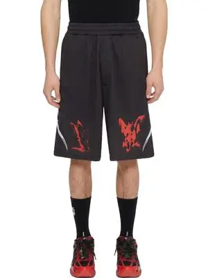 44 LABEL GROUP Graphic Print Cotton Shorts - Black