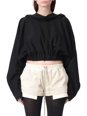 Rick Owens Cropped Hooded Sweatshirt - Black