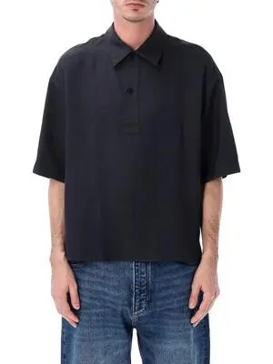 Studio Nicholson Linen Blend Polo Shirt - Navy