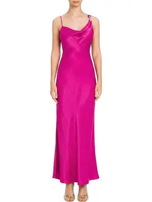 TWINSET Satin Slip Maxi Dress - Fuchsia