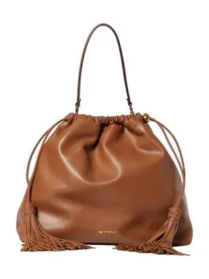 Etro Kalispera Large Leather Shoulder Bag With Tassels - Brown