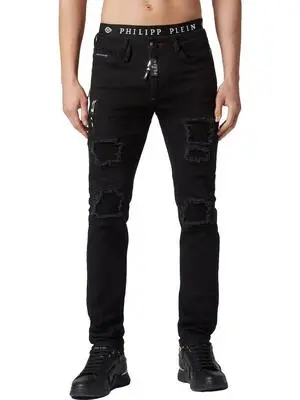 Philipp Plein Distressed Skinny Jeans - Black