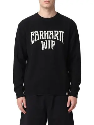 Carhartt Work In Progress All-over Jacquard Logo Crewneck Sweater - Grey