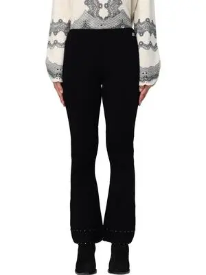 TWINSET Flared Trousers With Embellished Cuffs - Black