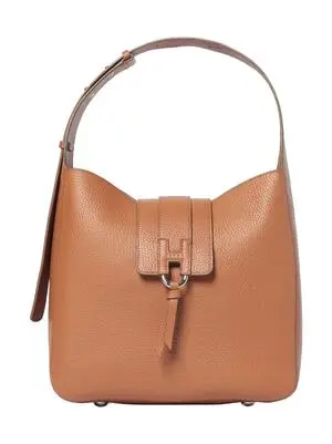 Hogan Grained Leather Hobo Shoulder Bag - Brown