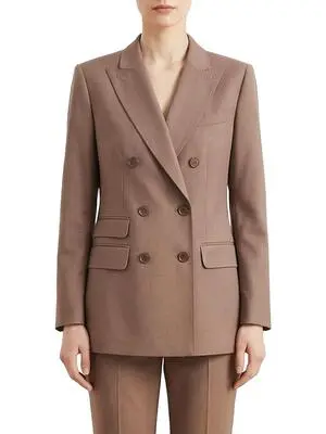 Max Mara Double Breasted Wool Blazer - Sand