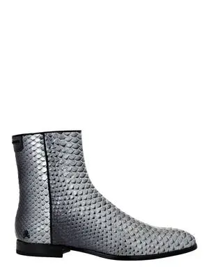 Philipp Plein Python Leather Ankle Boots - Silver