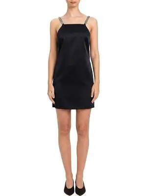 TWINSET Mini Crepe Dress With Rhinestone Embellishments - Black