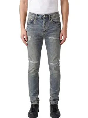 PURPLE BRAND P001 Mid-rise Slim Fit Stretch Denim Jeans With Worn Effect - Blue