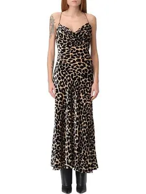 Balmain Leopard Print Cowl Neck Maxi Dress - Beige