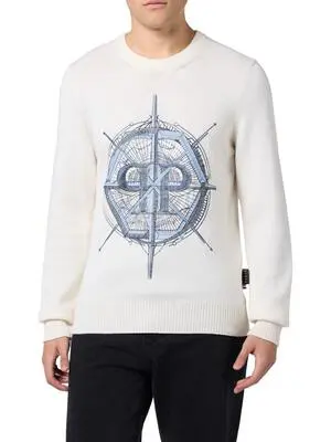 Philipp Plein Wool & Cotton Jumper - White
