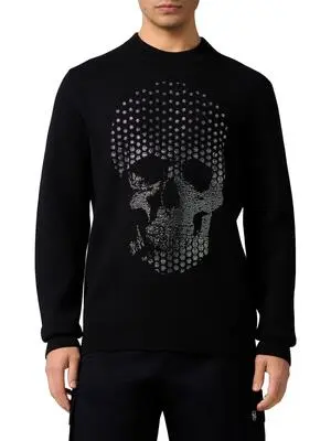 Philipp Plein Skull Embellished Crewneck Jumper - Black