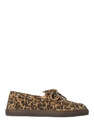 SUMMERY COPENHAGEN Paia Leopard Print Suede Boat Loafers - Multicolor