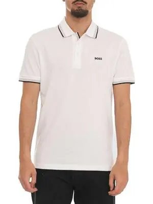 BOSS Basic Cotton Polo Shirt White 1