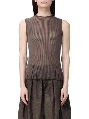 UMA WANG Ribbed Wool Sleeveless Top - Brown