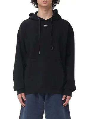 Off-White Cotton Hoodie With Arrow Logo - Black