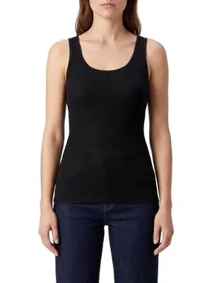 ROBERTO COLLINA Ribbed Cotton Tank - Black