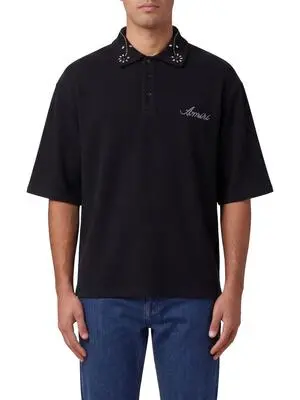 Amiri Cotton Polo Shirt With Logo - Black
