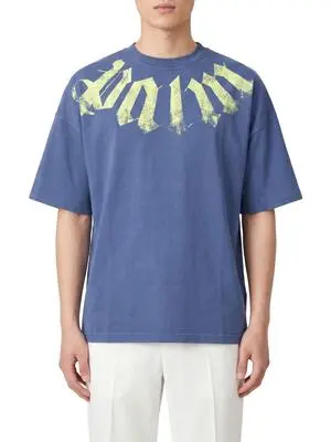 Palm Angels Cotton T-shirt With Logo - Blue