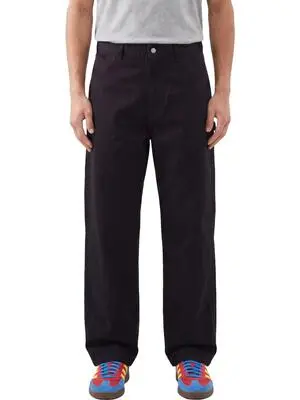 Carhartt Work In Progress Wide-leg Cotton-blend Pants With Rear Logo - Grey