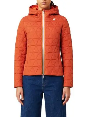 K-WAY Lil Diamond Quilted Warm Down Jacket In Padded Nylon - Orange