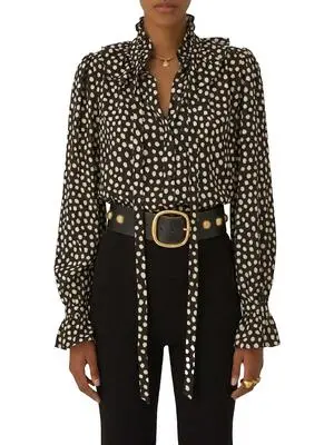 Chloé Polka Dot Blouse With Ruffle Collar And Tie Detail - Multicolor
