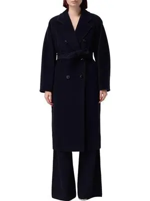 Max Mara Madame Double-breasted Long Wool Coat - Navy