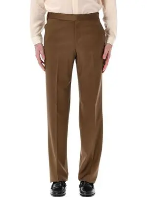 LARDINI Tailored Gabardine Trousers - Mud