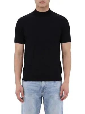 ROBERTO COLLINA Cotton Knit Short Sleeve Sweater - Black