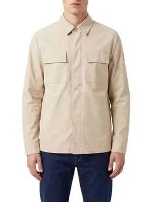 PEOPLE OF SHIBUYA Cotton Blend Shirt Jacket With Patch Pockets - Brown