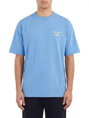 Drole De Monsieur Cotton T-shirt With Slogan - Blue