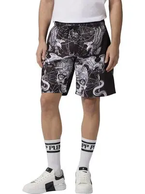 Philipp Plein Philipp Plein Graphic Print Jersey Shorts Black