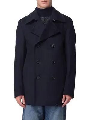 BOSS Double Breasted Peacoat With Notched Lapel - Blue