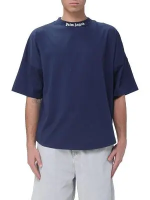 Palm Angels Cotton T-shirt With Logo - Blue