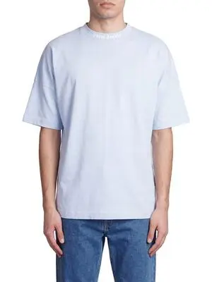 Palm Angels Cotton T-shirt With Logo - Navy