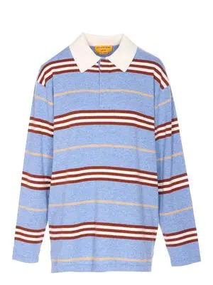 Guest In Residence Striped Knit Polo Shirt - Blue
