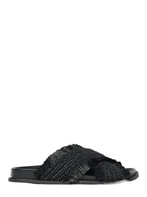 Michael Kors Peyton Raffia Mule Sandals - Black