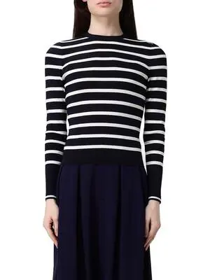 Ralph Lauren Striped Silk Blend Crewneck Sweater - Blue