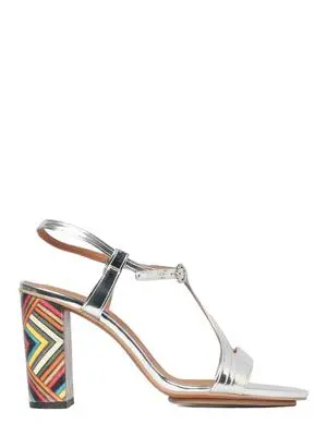 See By Chloé Laminated Leather High Heel Sandals - Silver
