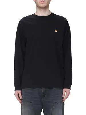 Carhartt Work In Progress Long-sleeved Embroidered Logo Cotton T-shirt Black