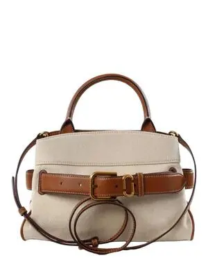 Marc Jacobs The Satchel Canvas Handbag With Double J Logo - Nude