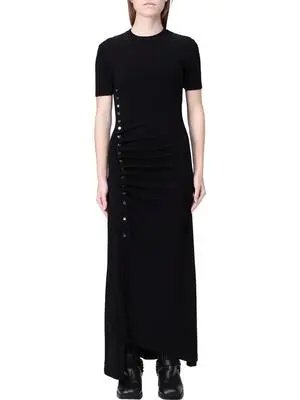 Rabanne Jersey Midi Dress With Button Detail - Black