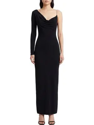 Elisabetta Franchi Jersey One-shoulder Maxi Dress - Black