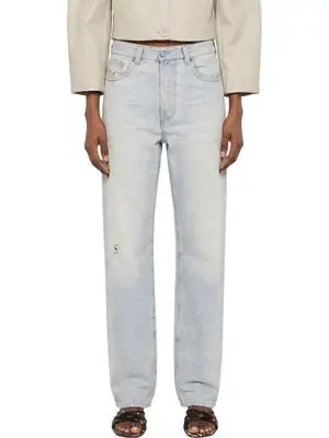 DIESEL® D-ark Straight Cotton Denim Jeans - Blue