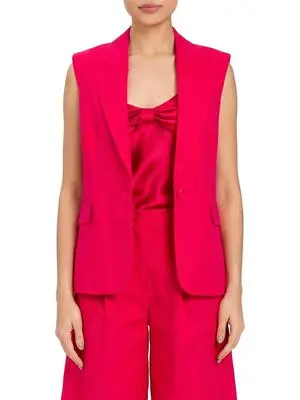 TWINSET Single Breasted Linen Vest - Red