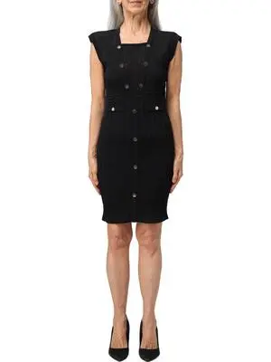Liu Jo Sleeveless Collared Knit Dress With Button Details - Black