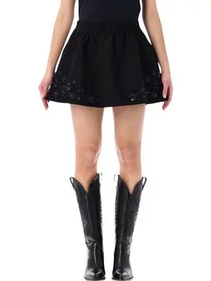 GOLDEN GOOSE Sequined Cotton Mini Skirt - Black