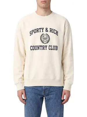 SPORTY & RICH Contrast Logo Cotton Sweatshirt - Ecru