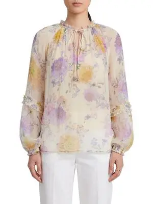 Zimmermann Floral Print Viscose Blouse - Beige