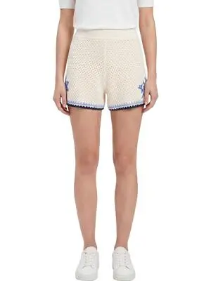 MC2 SAINT BARTH MC2 Saint Barth Crocheted Shorts With Graphic Motif White